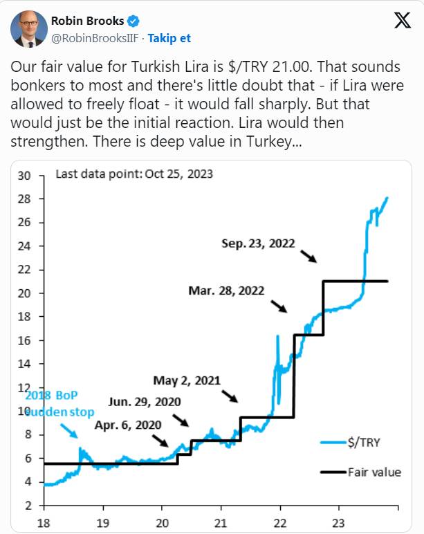 Dünyaca ünlü ekonomist Robin Brooks'dan Türk Lirası için dikkat çeken ...